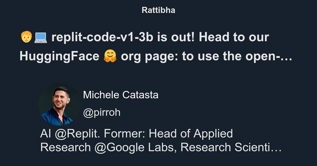 🧑‍💻 replit-code-v1-3b is out! Head to our HuggingFace 🤗 org page: https://t.co/3Pj4zdijah to use ...