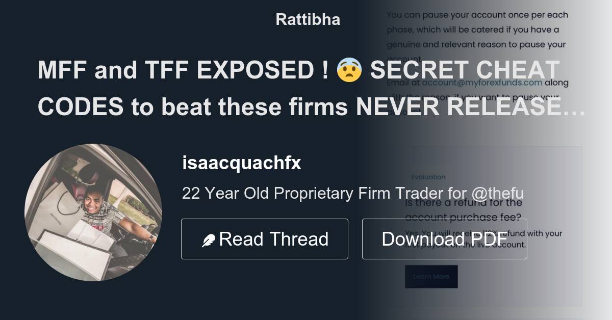 MFF and TFF EXPOSED ! 😨 SECRET CHEAT CODES to beat these firms NEVER RELEASED BEFORE ON TWITTER ...