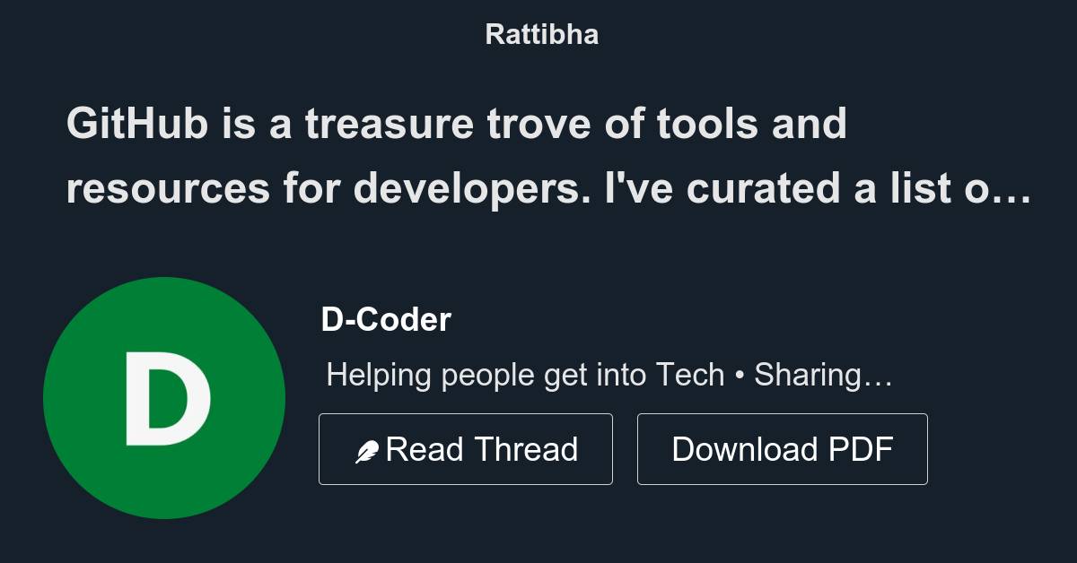 GitHub is a treasure trove of tools and resources for developers. I've curated a list of 20 must ...