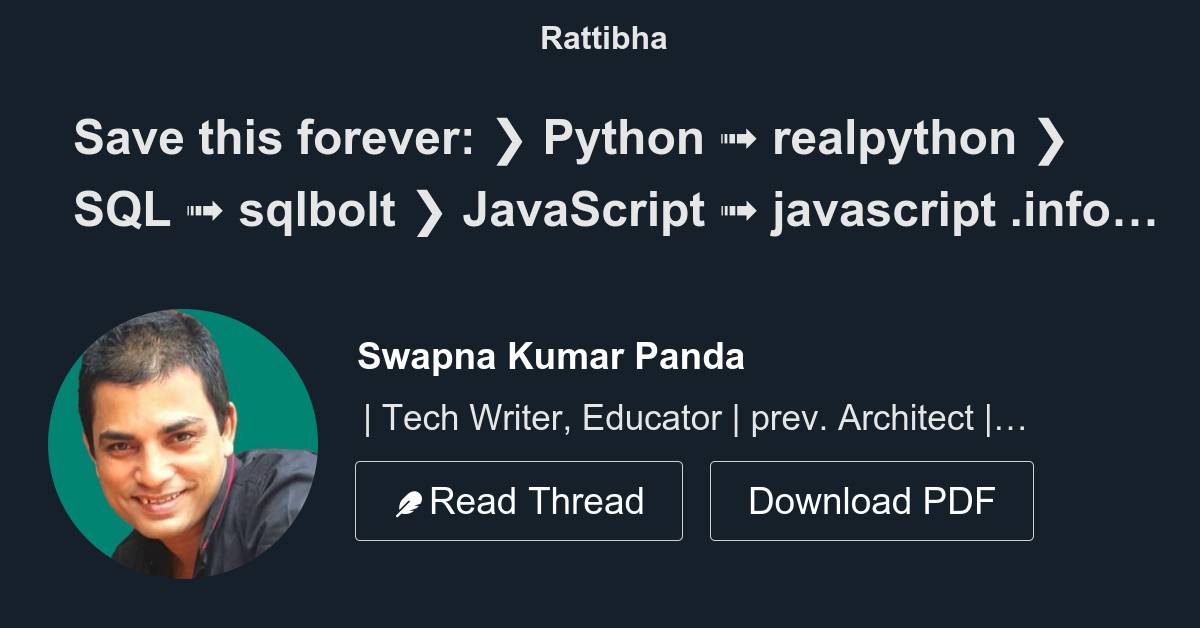 Save This Forever Python Realpython Sql Sqlbolt Javascript Javascript