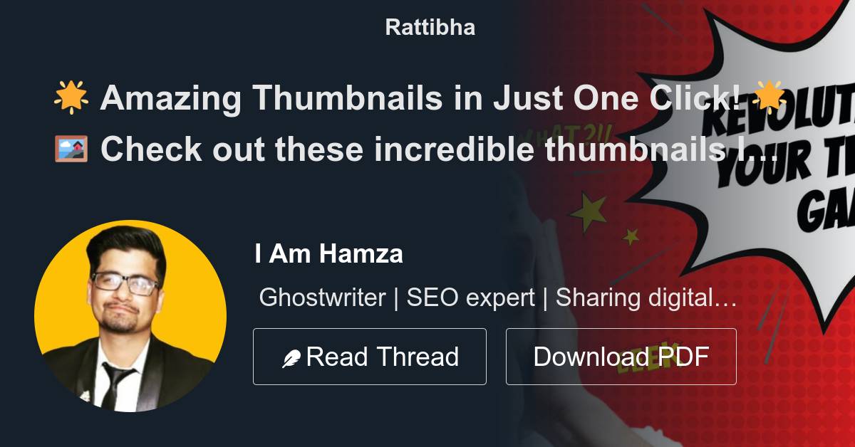 🌟 Amazing Thumbnails in Just One Click! 🌟 🖼️ Check out these incredible thumbnails I created ...