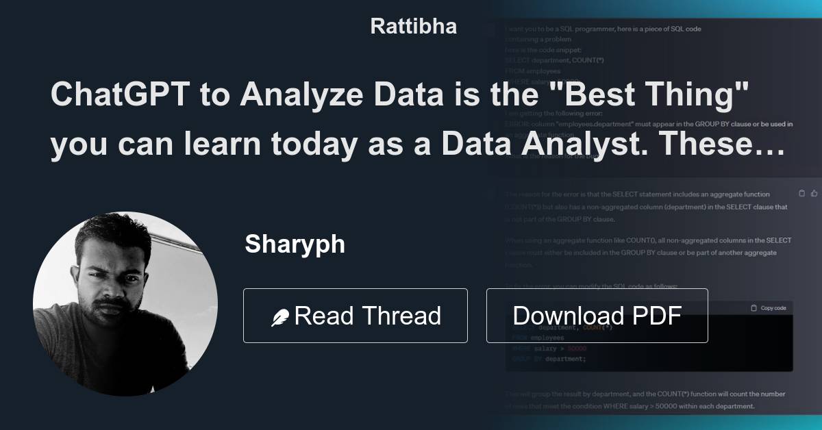 ChatGPT to Analyze Data is the "Best Thing" you can learn today as a ...