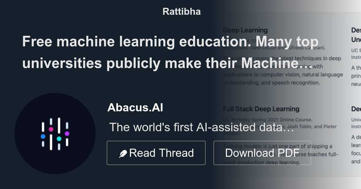 Free machine learning education. Many top universities publicly make ...