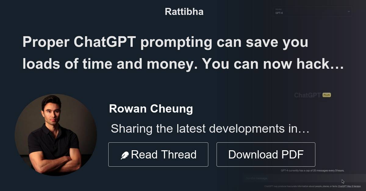 Proper ChatGPT prompting can save you loads of time and money. You can ...