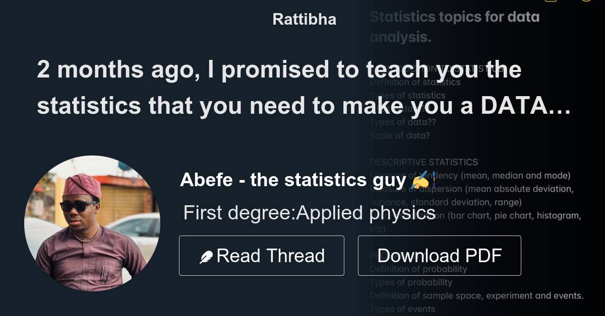 2 months ago, I promised to teach you the statistics that you need to ...