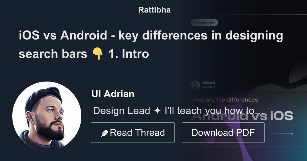 iOS vs Android - key differences in designing search bars 👇 - Thread from UI Adrian @uiuxadrian ...