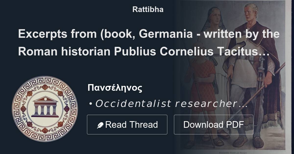 Excerpts from (book, Germania - written by the Roman historian Publius ...