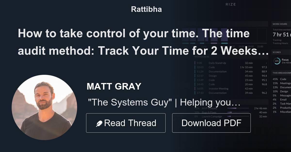 How to take control of your time. The time audit method: - Thread from ...