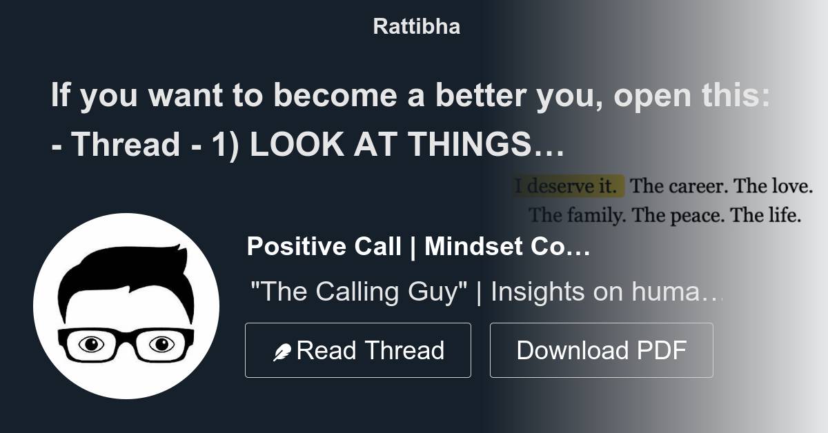 If you want to become a better you, open this: - Thread - - Thread from ...