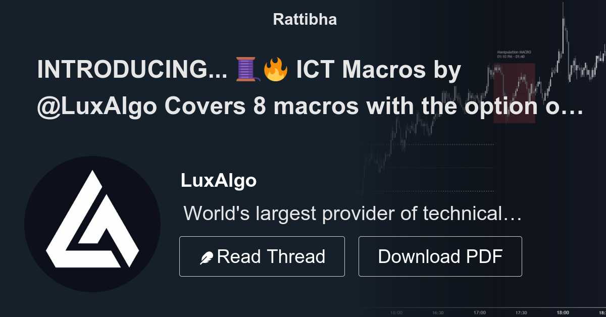 INTRODUCING... 🧵🔥 ICT Macros by @LuxAlgo Covers 8 macros with the option of classifying them in ...