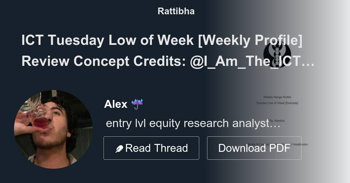 ICT Tuesday Low of Week [Weekly Profile] Review Concept Credits: @I_Am ...