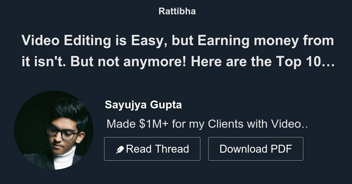 Video Editing is Easy, but Earning money from it isn't. But not anymore ...