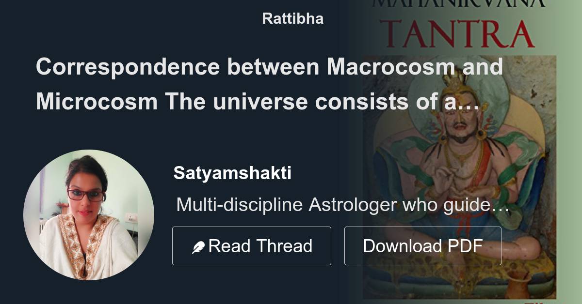 Correspondence between Macrocosm and Microcosm The universe consists of ...