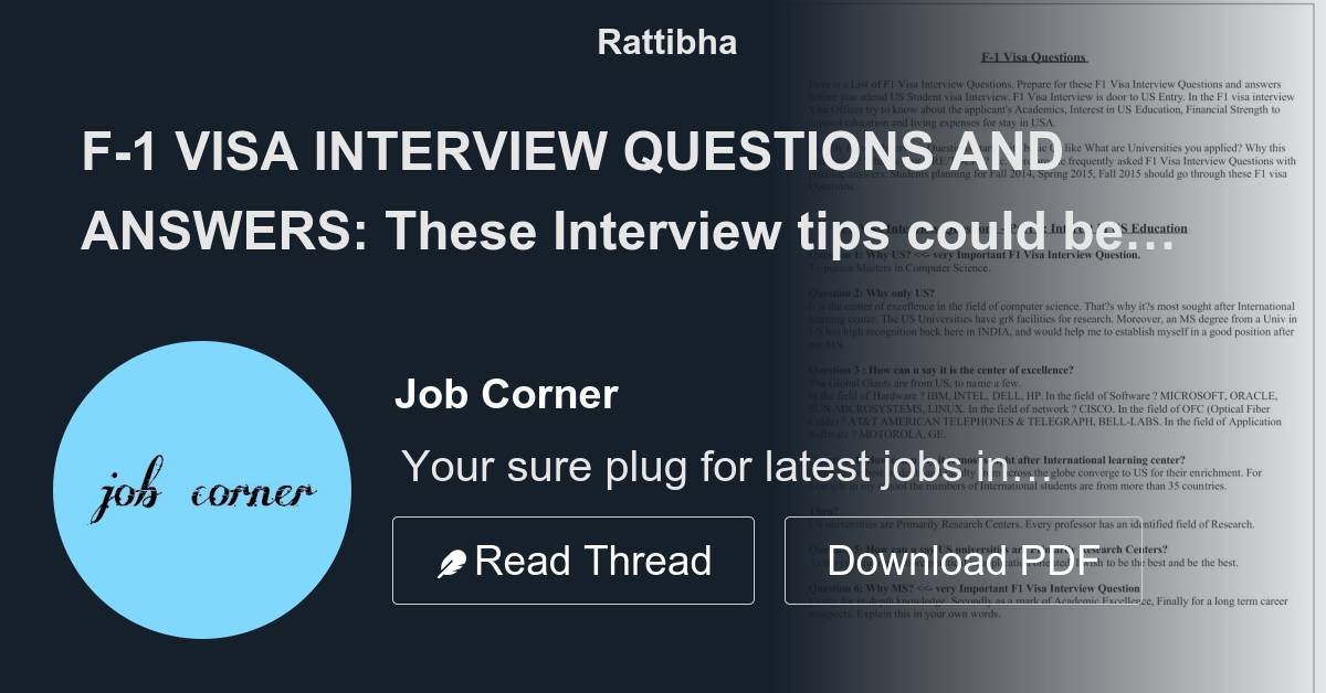 F-1 VISA INTERVIEW QUESTIONS AND ANSWERS: These Interview tips could be ...