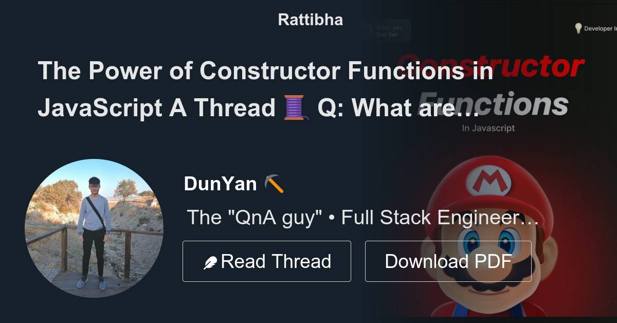The Power of Constructor Functions in JavaScript A Thread 🧵 - المسلسل ... The Power of Constructor Functions in JavaScript A Thread 🧵 - المسلسل ...