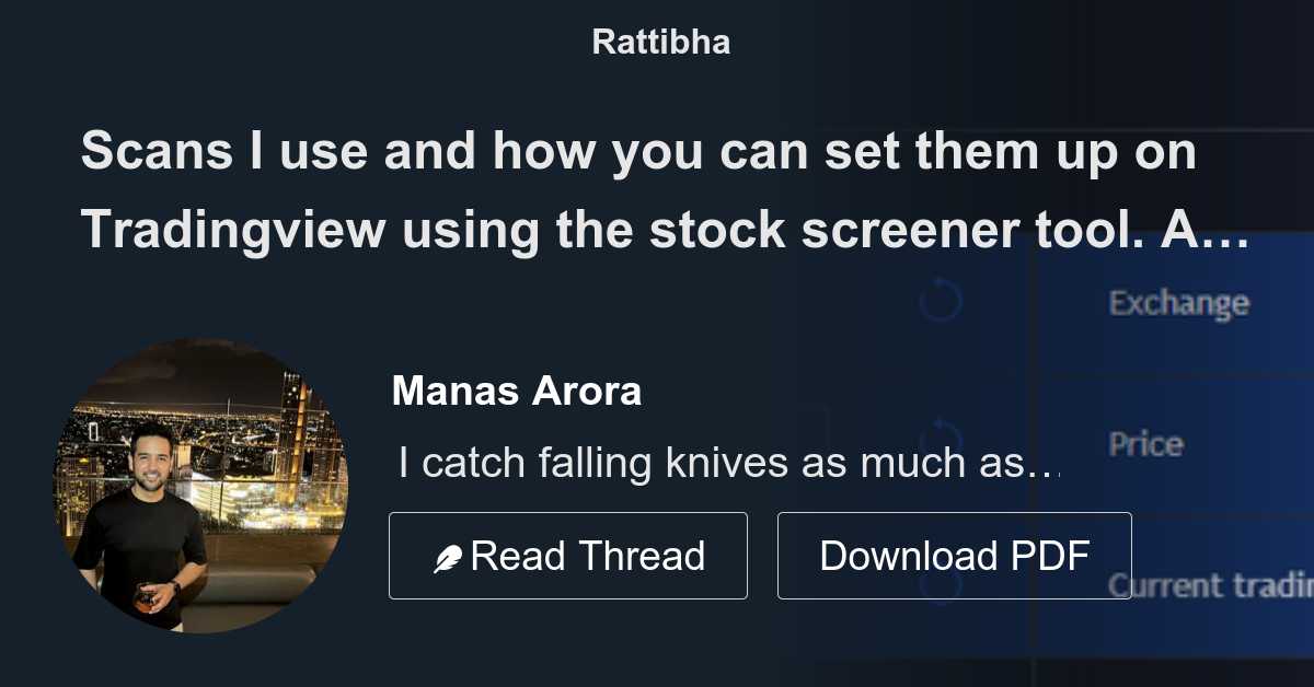 Scans I use and how you can set them up on Tradingview using the stock ...