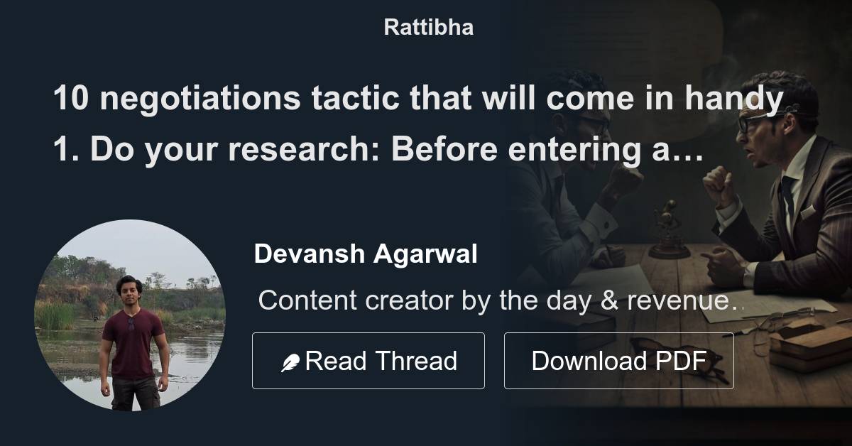 10 negotiations tactic that will come in handy - المسلسل من Devansh Agarwal @Infinitians1 - رتبها