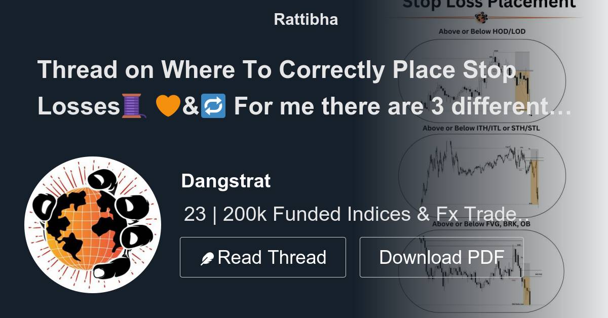 Thread on Where To Correctly Place Stop Losses🧵 🧡&🔁 - Thread from ...