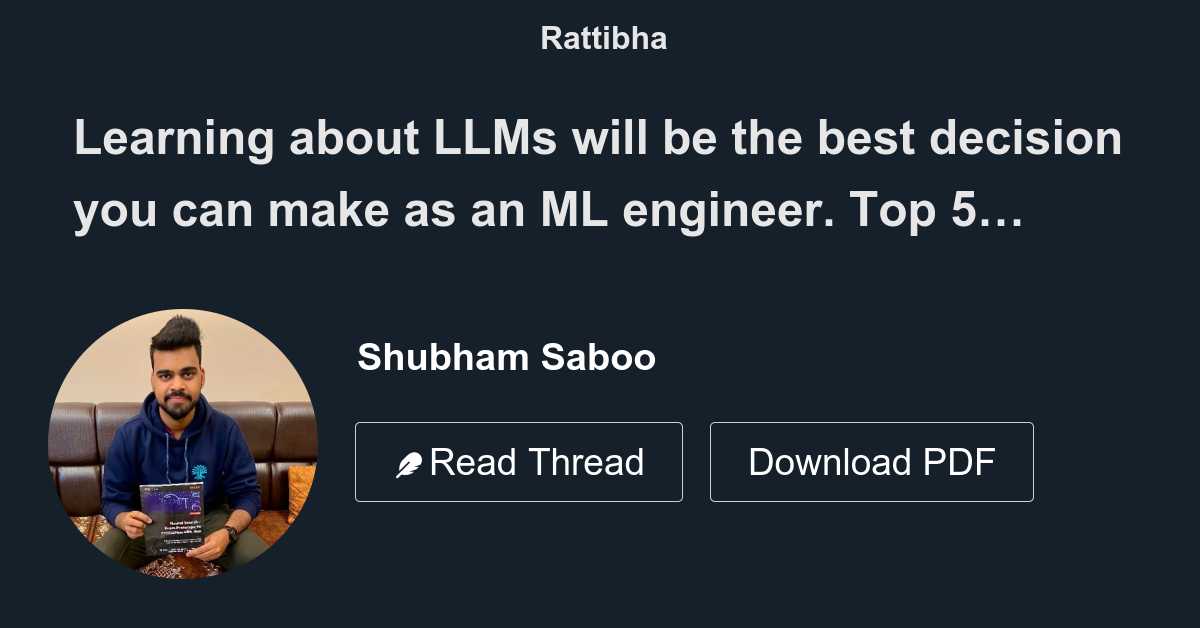 Learning about LLMs will be the best decision you can make as an ML engineer. Top 5 courses to ...