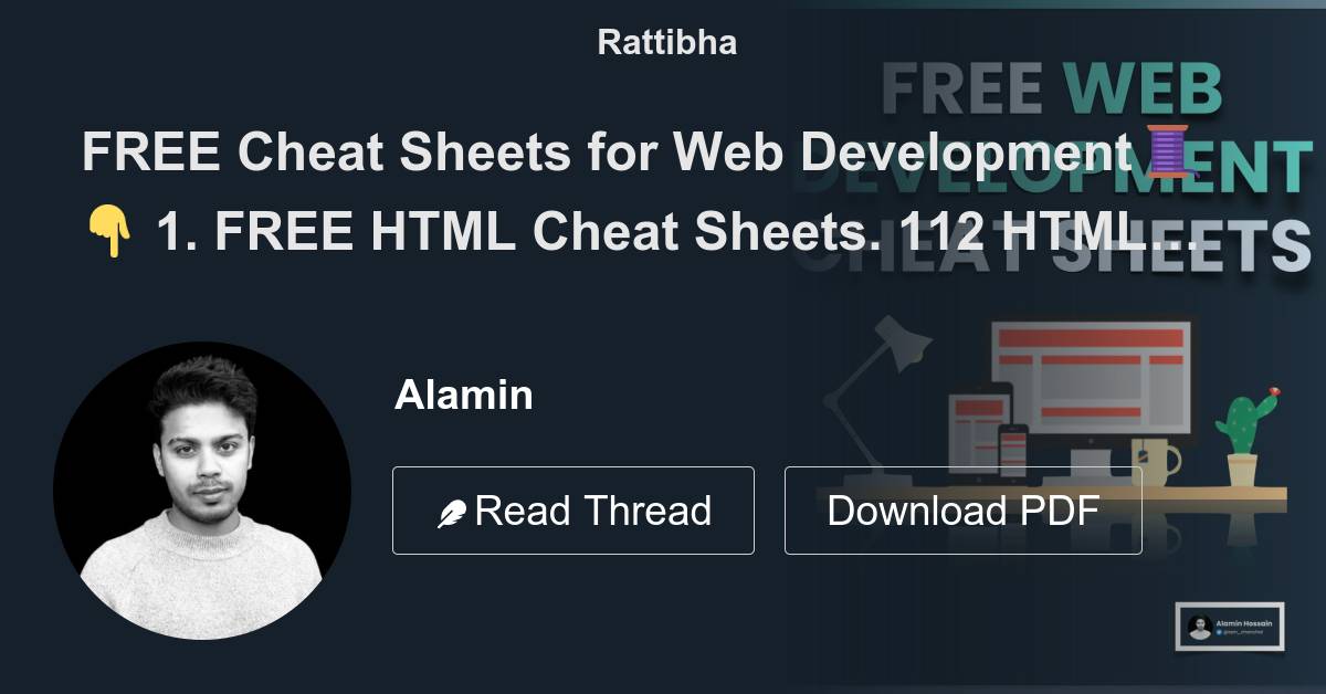 FREE Cheat Sheets for Web Development 🧵👇 - المسلسل من Alamin @iam_chonchol - رتبها