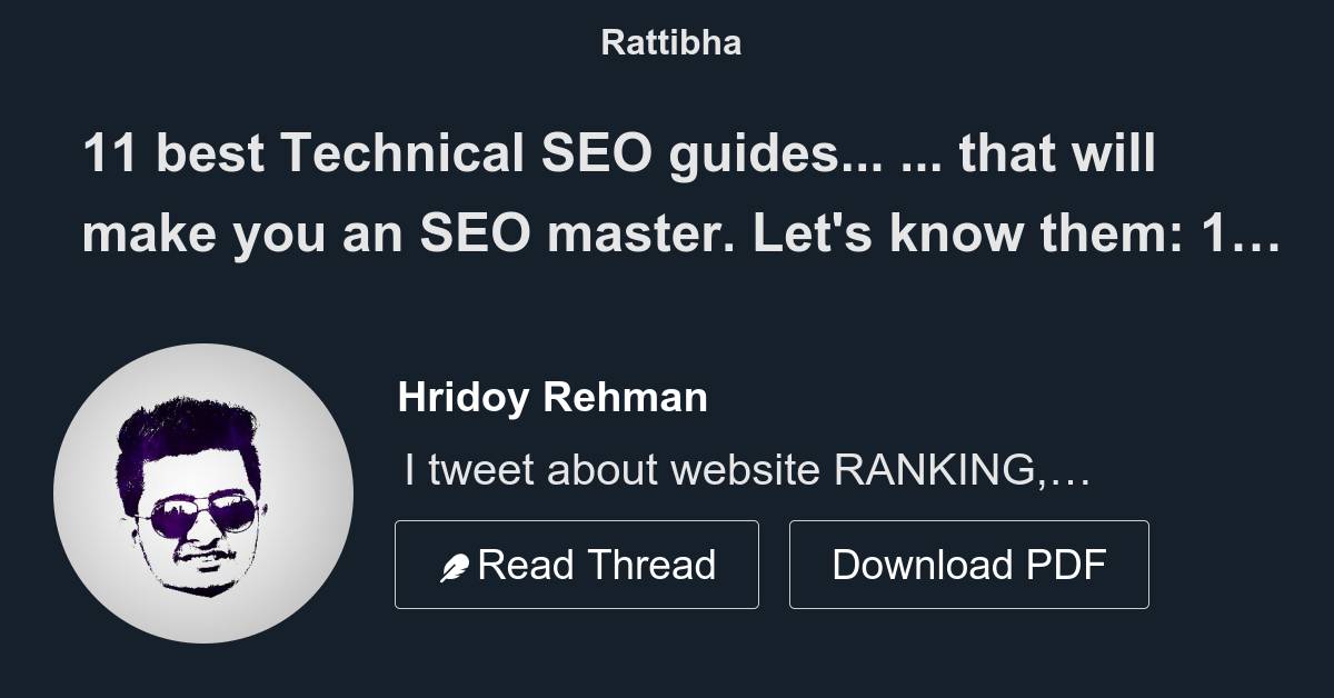 11 best Technical SEO guides... ... that will make you an SEO master. Let's know them: - Thread ...