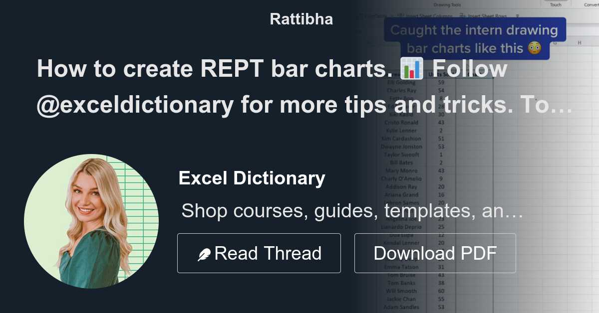How to create REPT bar charts. 📊 - Thread from Excel Dictionary @exceldictionary - Rattibha