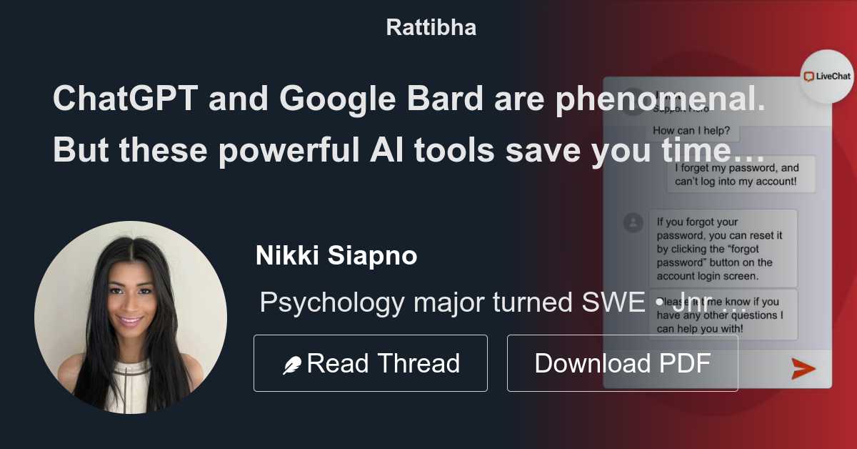 ChatGPT and Google Bard are phenomenal. But these powerful AI tools save you time where ChatGPT ...