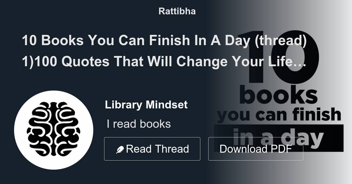 10 Books You Can Finish In A Day (thread) - Thread from Library Mindset ...