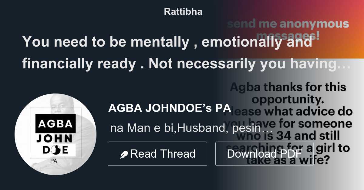 You need to be mentally , emotionally and financially ready . Not ...