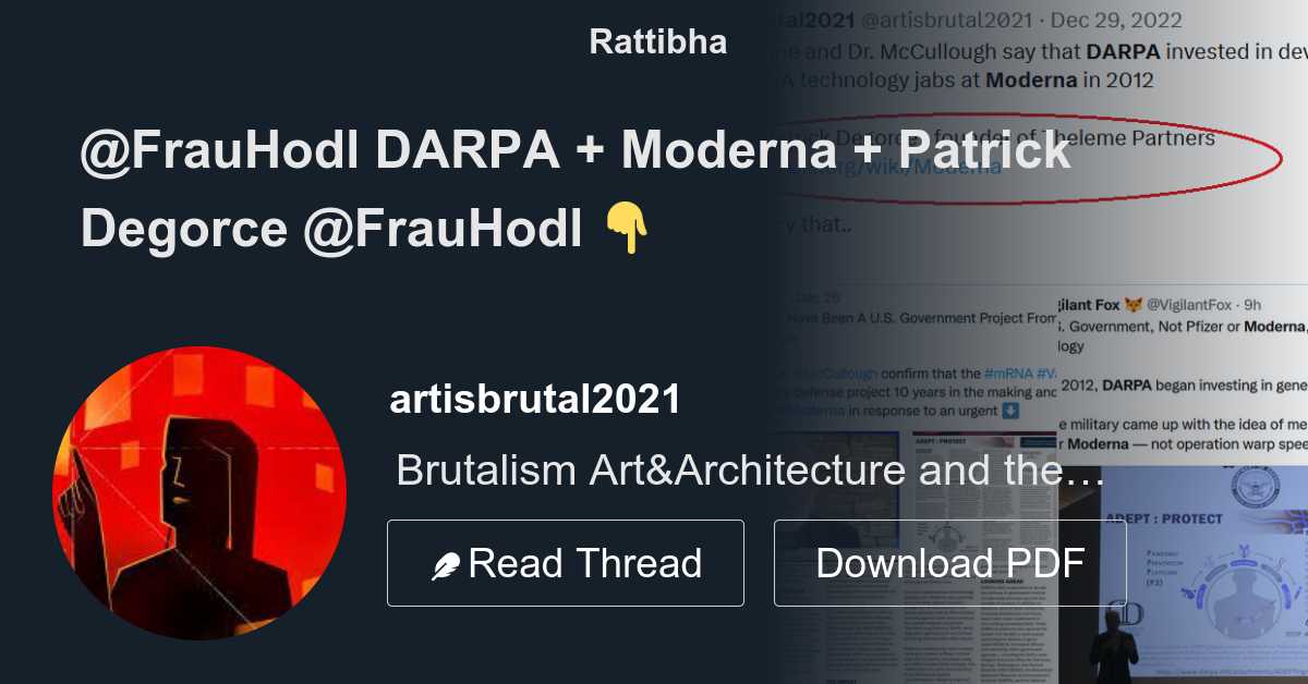 @FrauHodl DARPA + Moderna + Patrick Degorce - Thread from ...