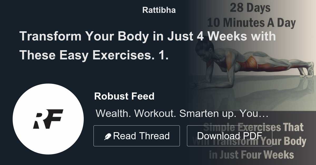 Transform Your Body in Just 4 Weeks with These Easy Exercises. - Thread ...