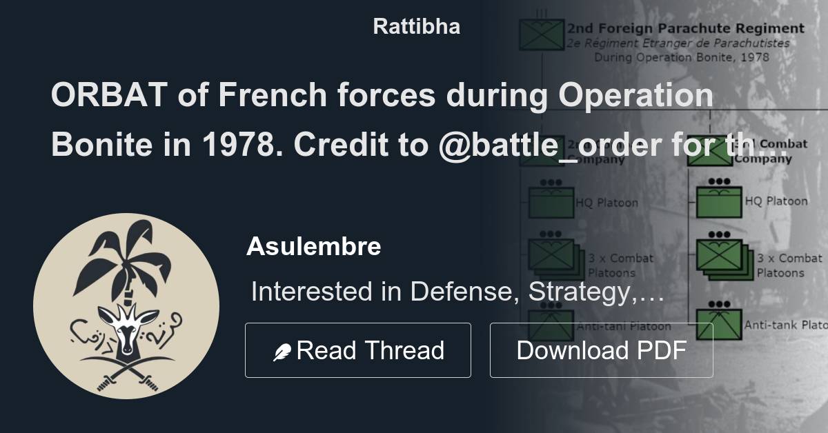 ORBAT of French forces during Operation Bonite in 1978. Credit to ...