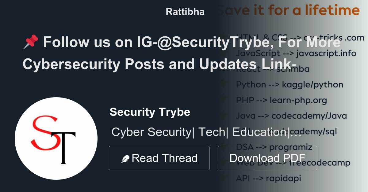 📌 - Thread from Security Trybe @SecurityTrybe - Rattibha