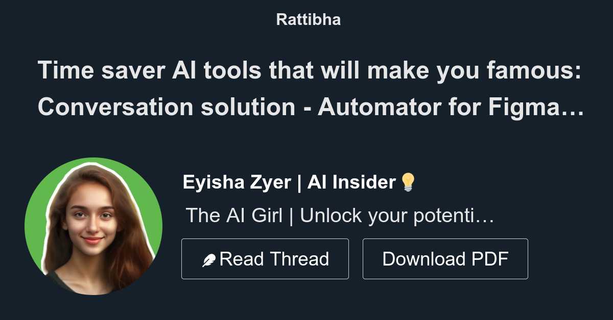 Time saver AI tools that will make you famous: Conversation solution - https://t.co/ApKx0ZEbVp ...