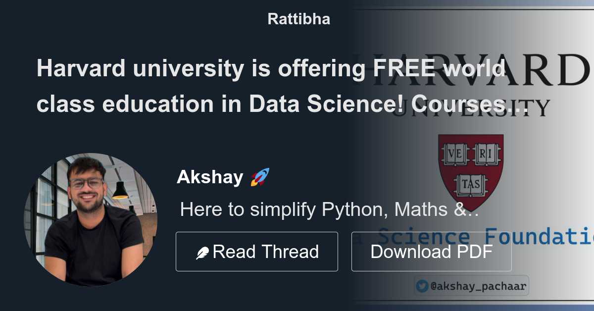 Harvard university is offering FREE world class education in Data Science! Courses cover ...