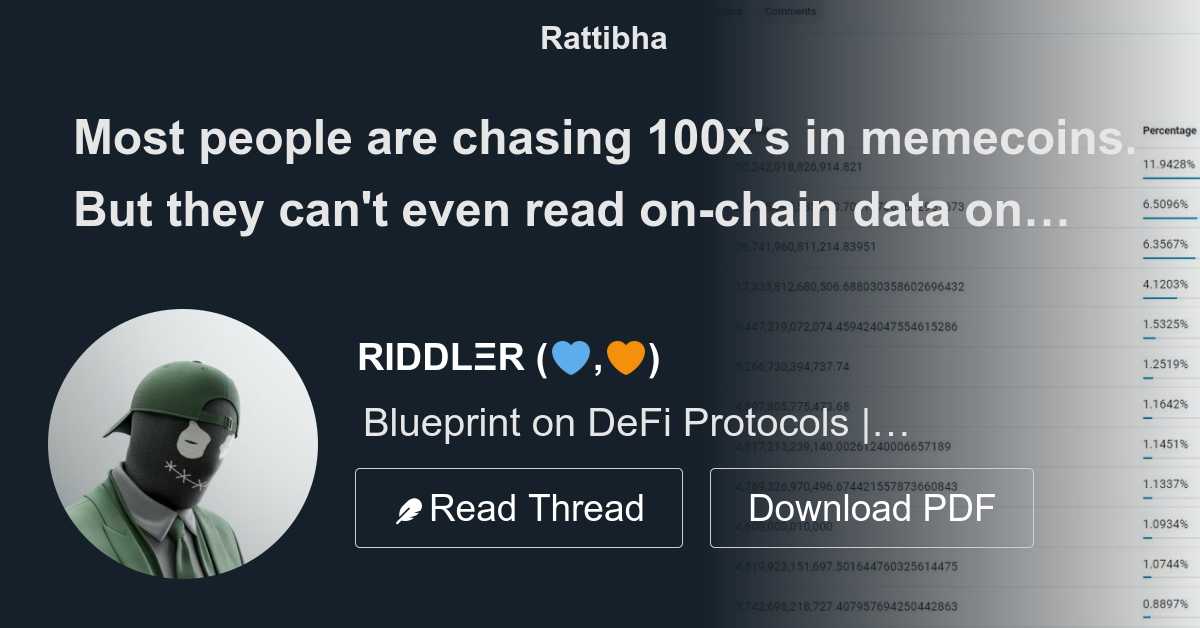 Most people are chasing 100x's in memecoins. But they can't even read on-chain data on ...