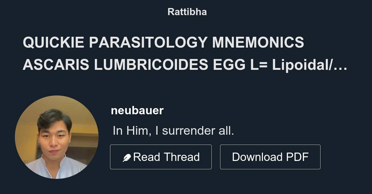 QUICKIE PARASITOLOGY MNEMONICS - Thread from alastrim 🧫🔬 @macronerbss ...