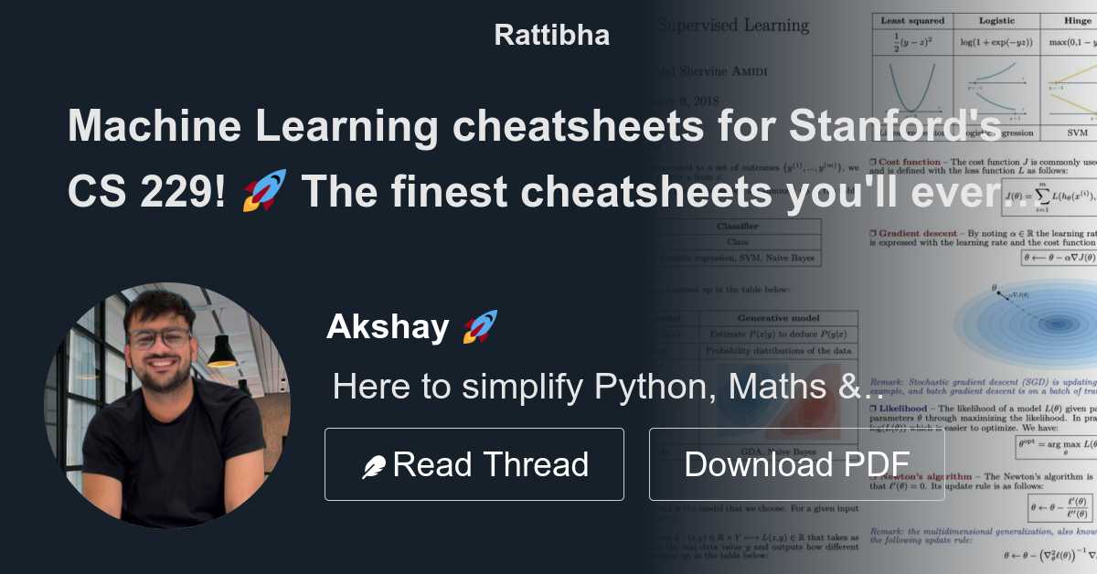 Machine Learning cheatsheets for Stanford's CS 229! 🚀 The finest cheatsheets you'll ever find! 🔥 ...
