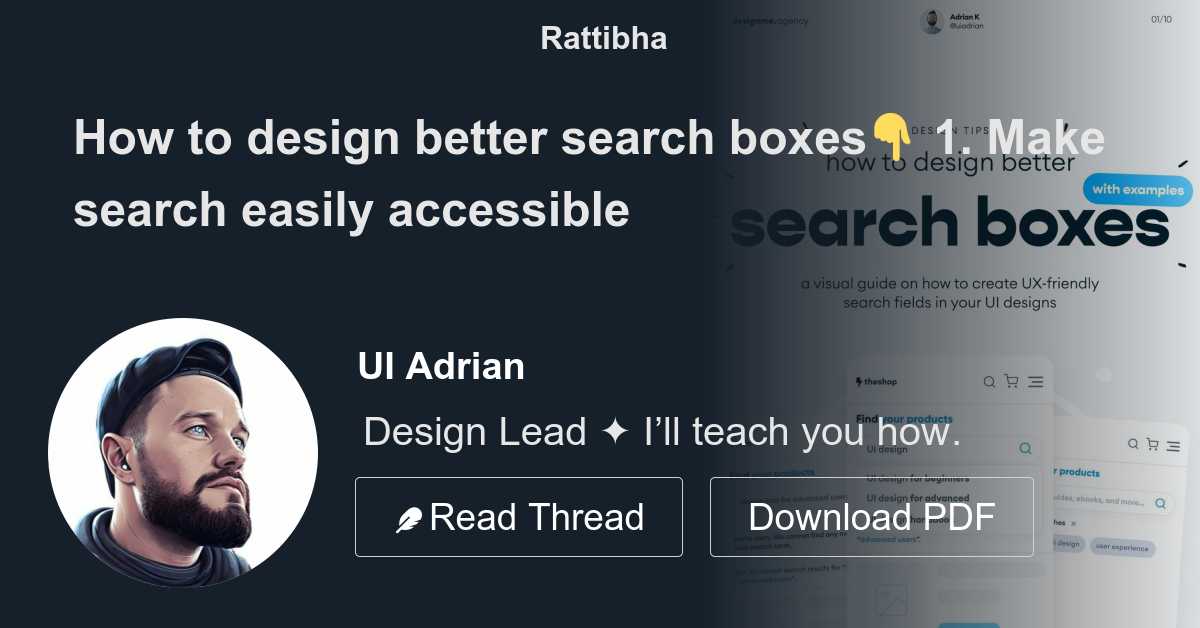 How to design better search boxes👇 - Thread from UI Adrian @uiuxadrian - Rattibha