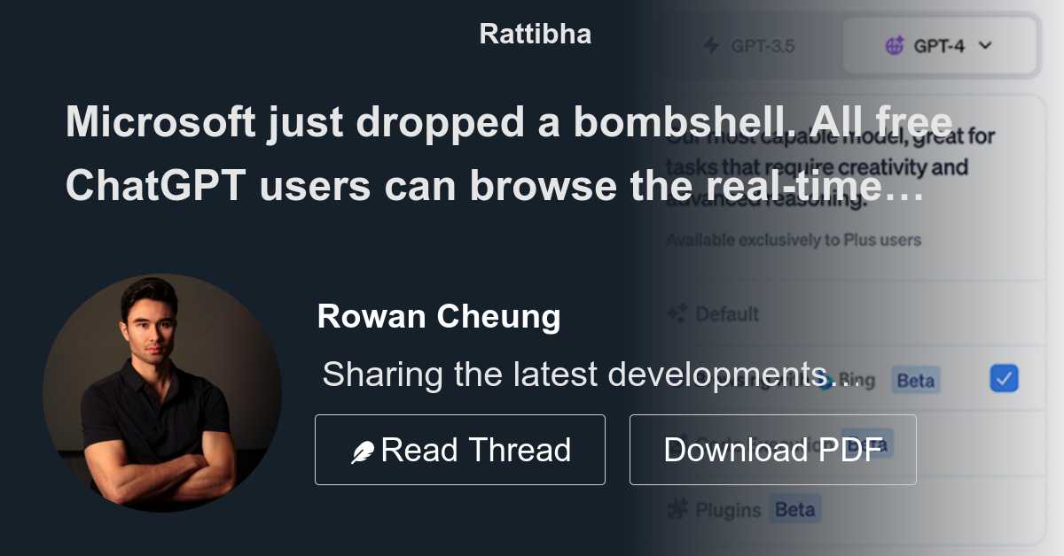 Microsoft just dropped a bombshell. All free ChatGPT users can browse the real-time internet ...