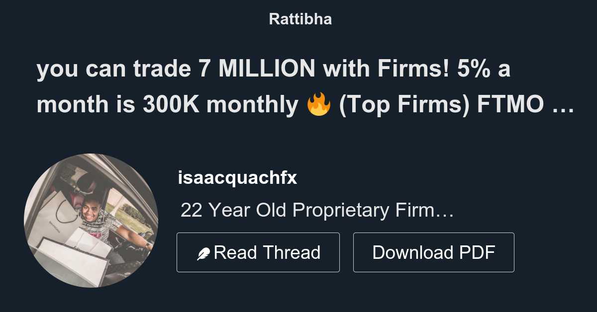 you can trade 7 MILLION with Firms! 5% a month is 300K monthly 🔥 (Top ...