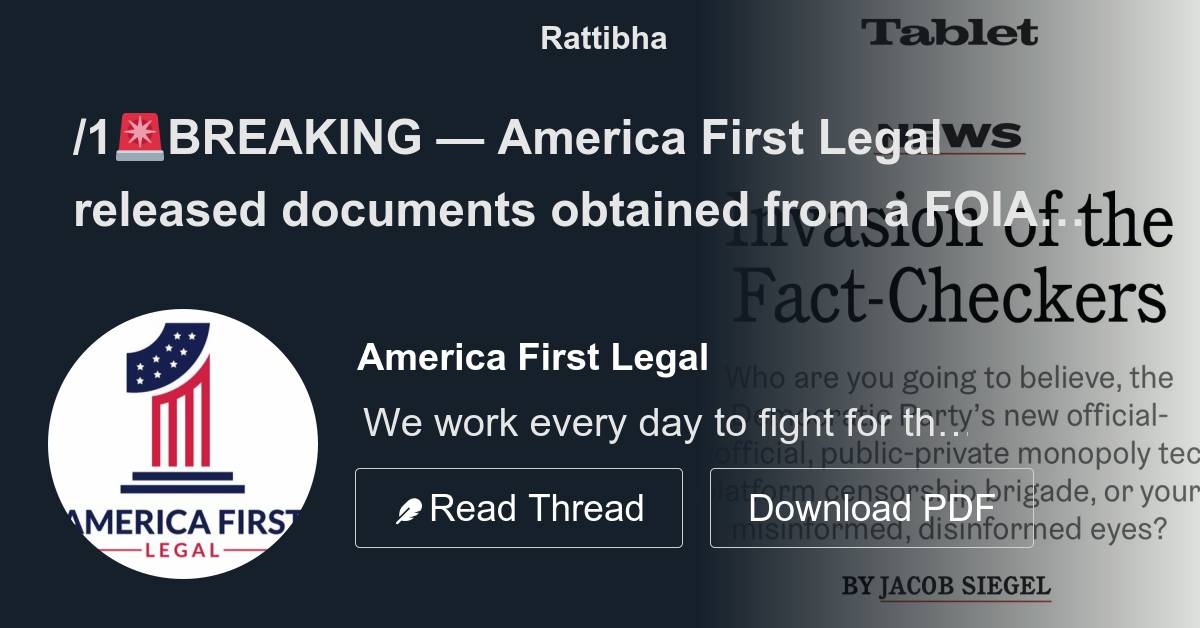 /1🚨BREAKING — America First Legal released documents obtained from a ...