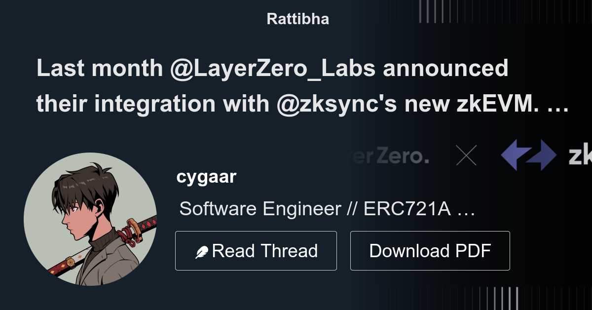 Last month @LayerZero_Labs announced their integration with @zksync's new zkEVM. I deployed a ...