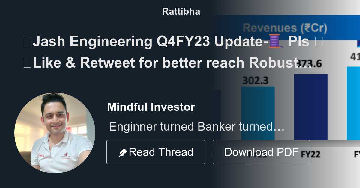 🫧Jash Engineering Q4FY23 Update-🧵 Pls 🩷Like & Retweet for better reach ...