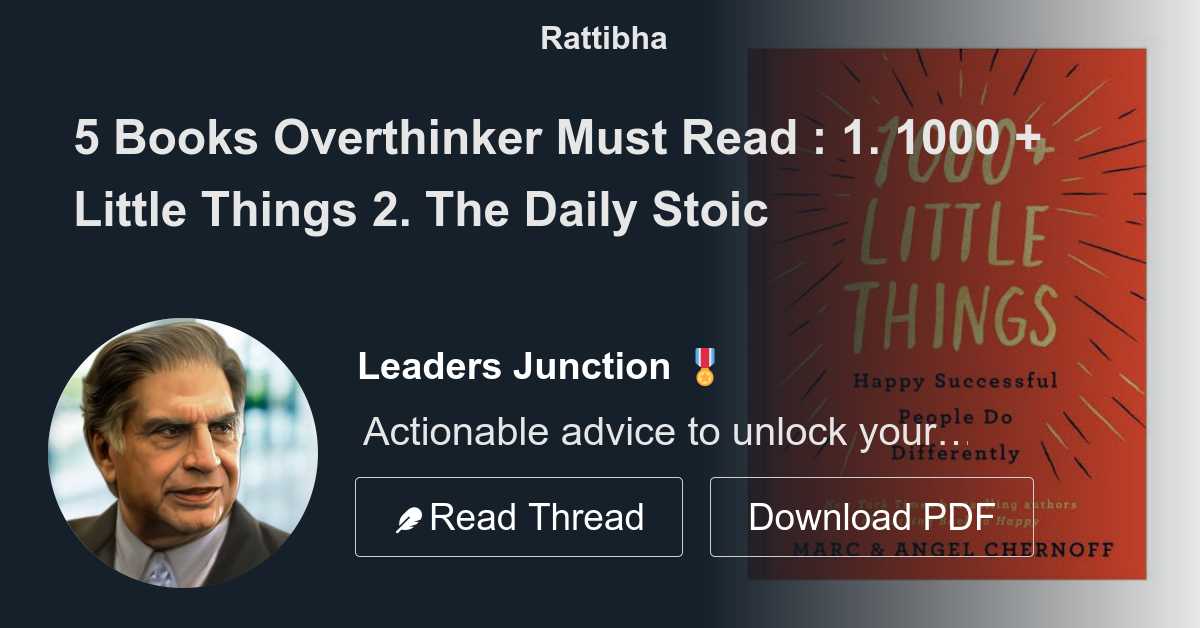 5 Books Overthinker Must Read : 1. 1000 + Little Things - Thread from ...