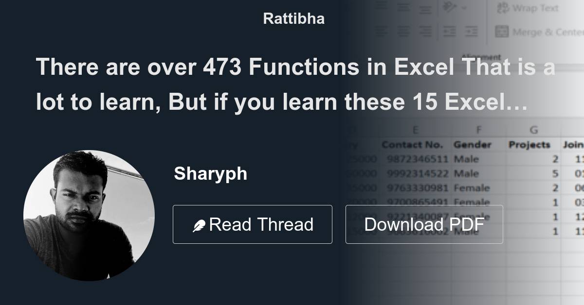 There are over 473 Functions in Excel That is a lot to learn, But if you learn these 15 Excel ...