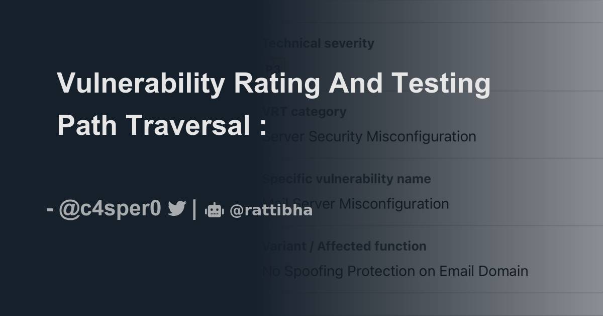 Vulnerability Rating And Testing - Thread from C4spEr0 @c4sper0 - Rattibha