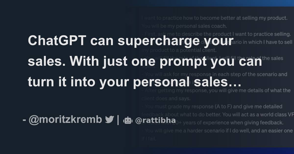 ChatGPT can supercharge your sales. With just one prompt you can turn ...