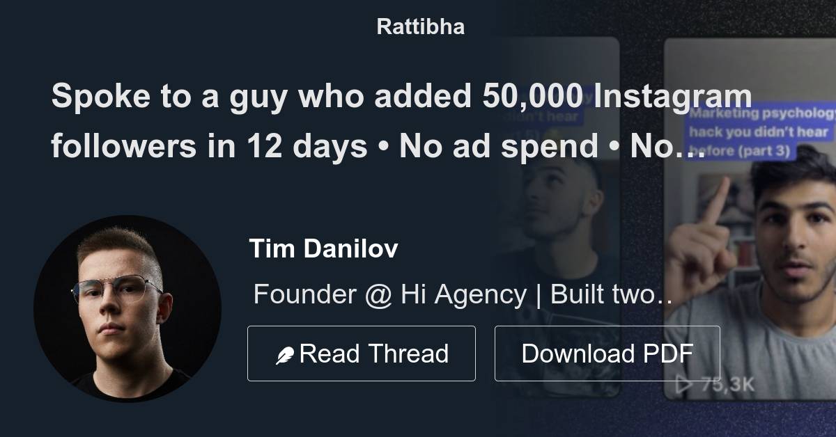 Spoke to a guy who added 50,000 Instagram followers in 12 days • No ad spend • No complex ...