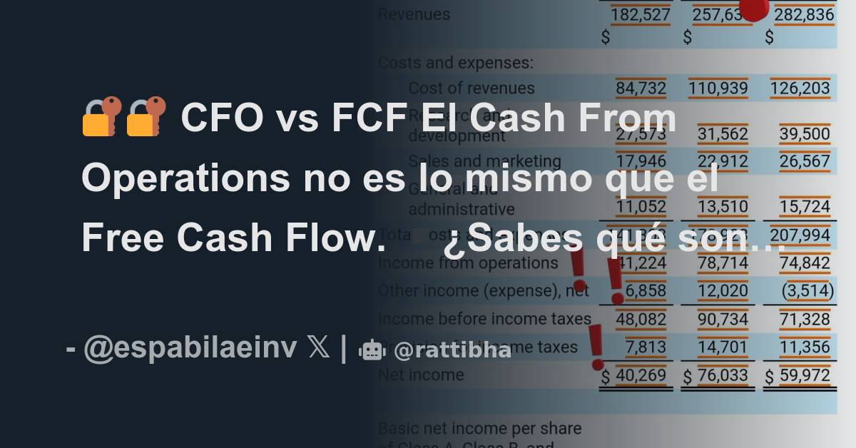 🔐🔐 CFO vs FCF El Cash From Operations no es lo mismo que el Free Cash ...